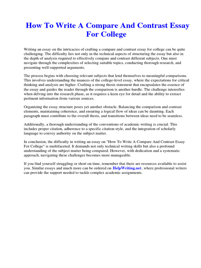 How to Write a Compare and Contrast Essay for College | PDF | Dante Alighieri | Divine Comedy