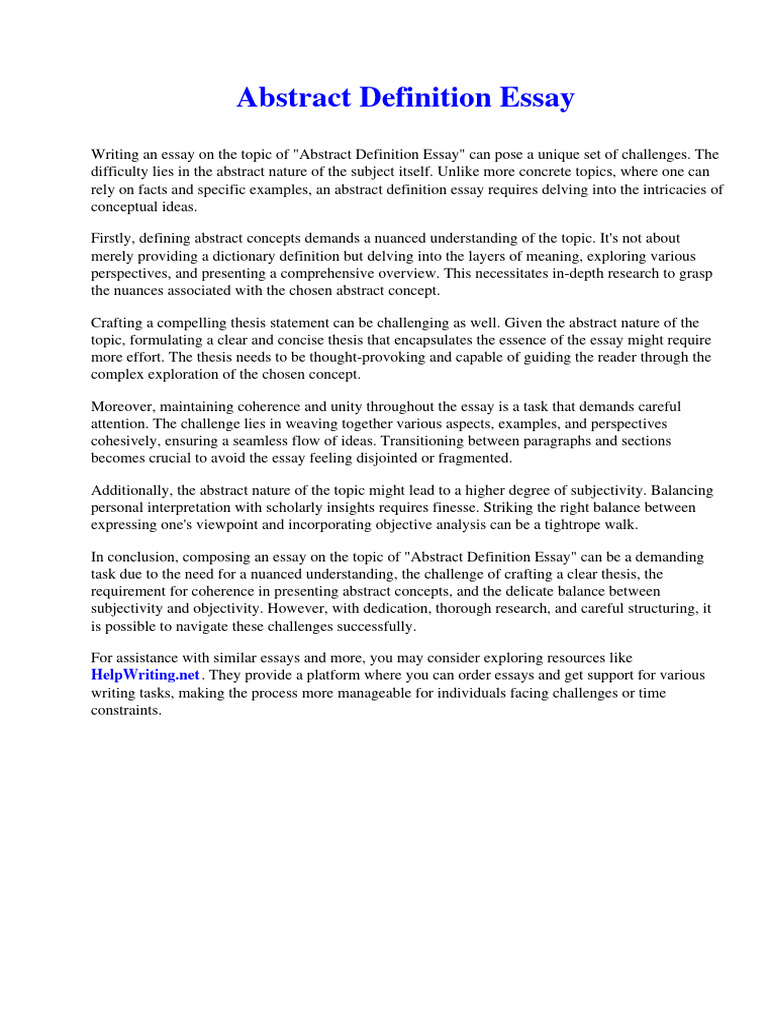 Abstract Definition Essay | PDF | Essays | Sculpture