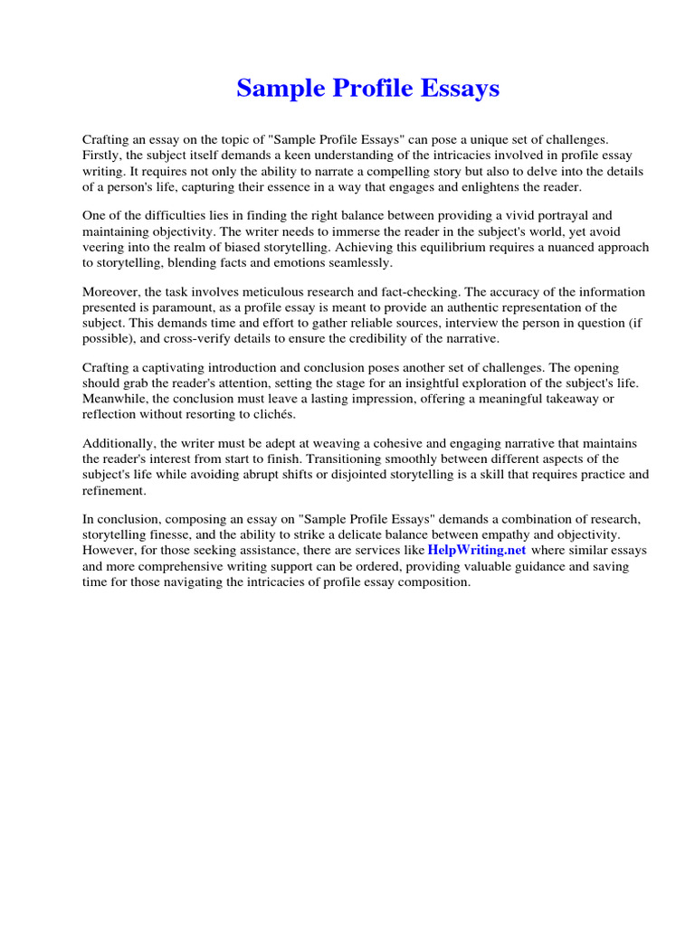 Sample Profile Essays | PDF | Byzantine Empire