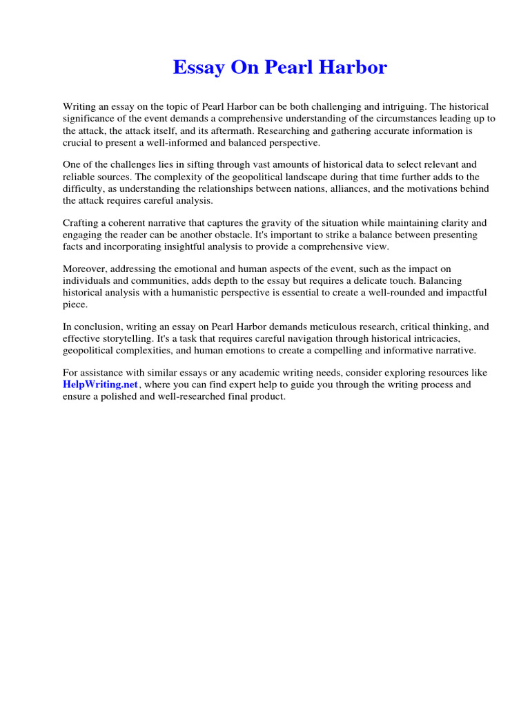 Essay On Pearl Harbor | PDF