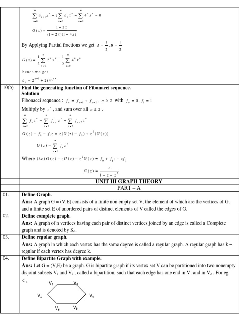 Ma3354 DM Unit 3 Part A, B Question and Answer | PDF | Vertex (Graph Theory) | Mathematical ...