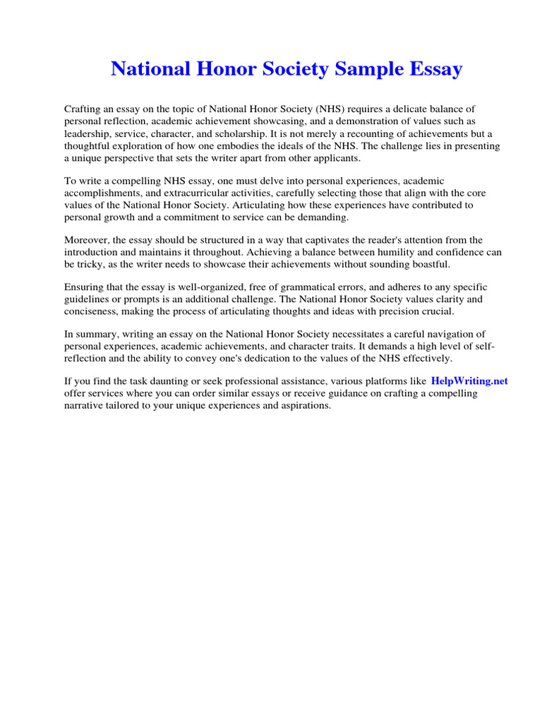 National Honor Society Sample Essay | PDF | Resurrection Of Jesus | Alcoa