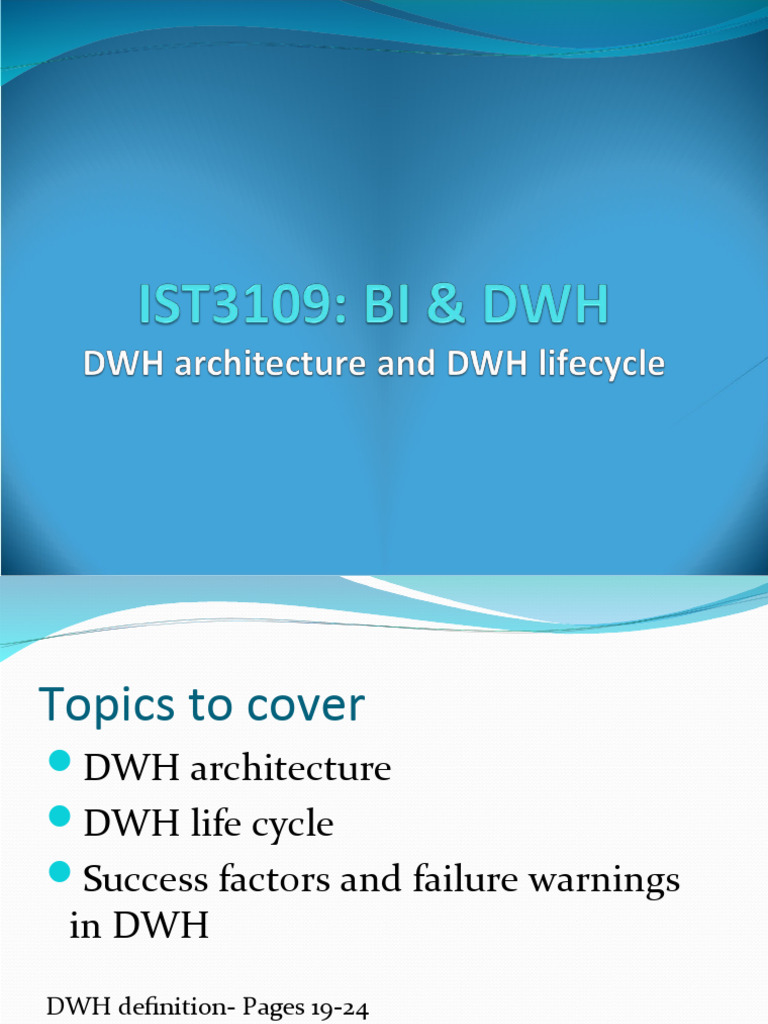 2 Lecture 2 Dwh Architecture And Lifecycle Pdf
