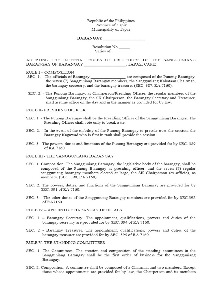 Internal Rules | PDF | Quorum | Committee