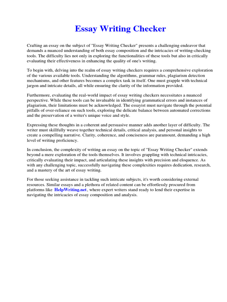 Essay Writing Checker | PDF