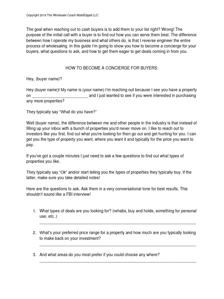 Cash Buyer Script | PDF