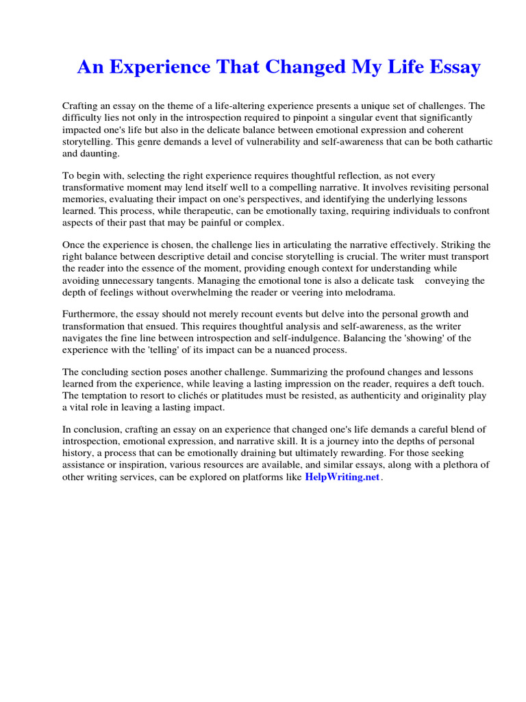 An Experience That Changed My Life Essay | PDF | Magnet | Magnetism