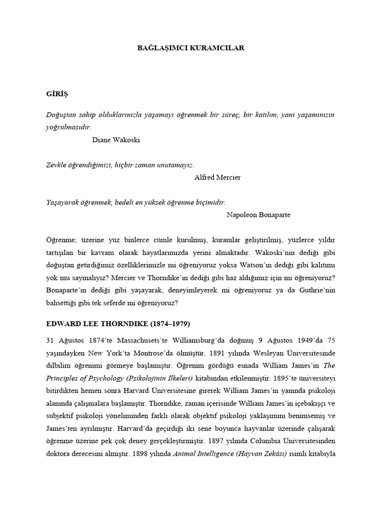 Bağlaşimci Kuramlar | PDF