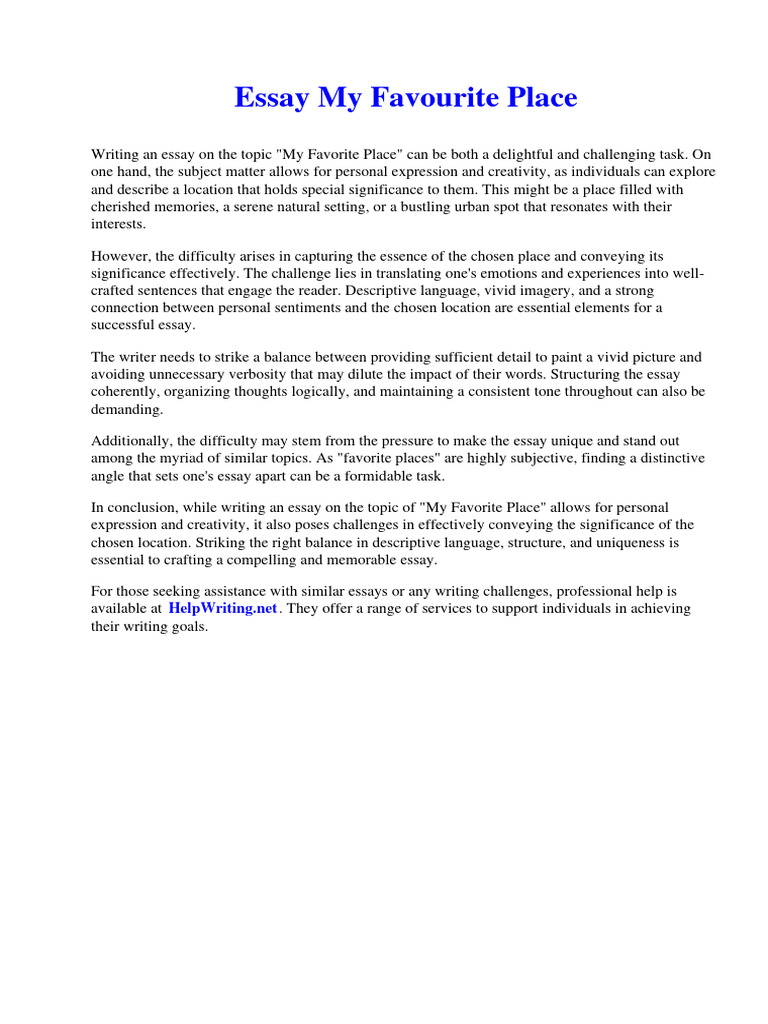 Essay My Favourite Place | PDF | Rechargeable Battery | Energy Storage