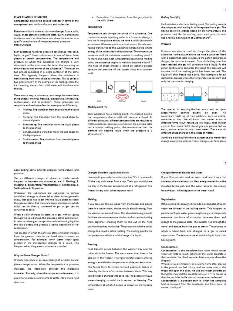 PHASE CHANGES OF MATTER DEaR | PDF | Phase (Matter) | Liquids