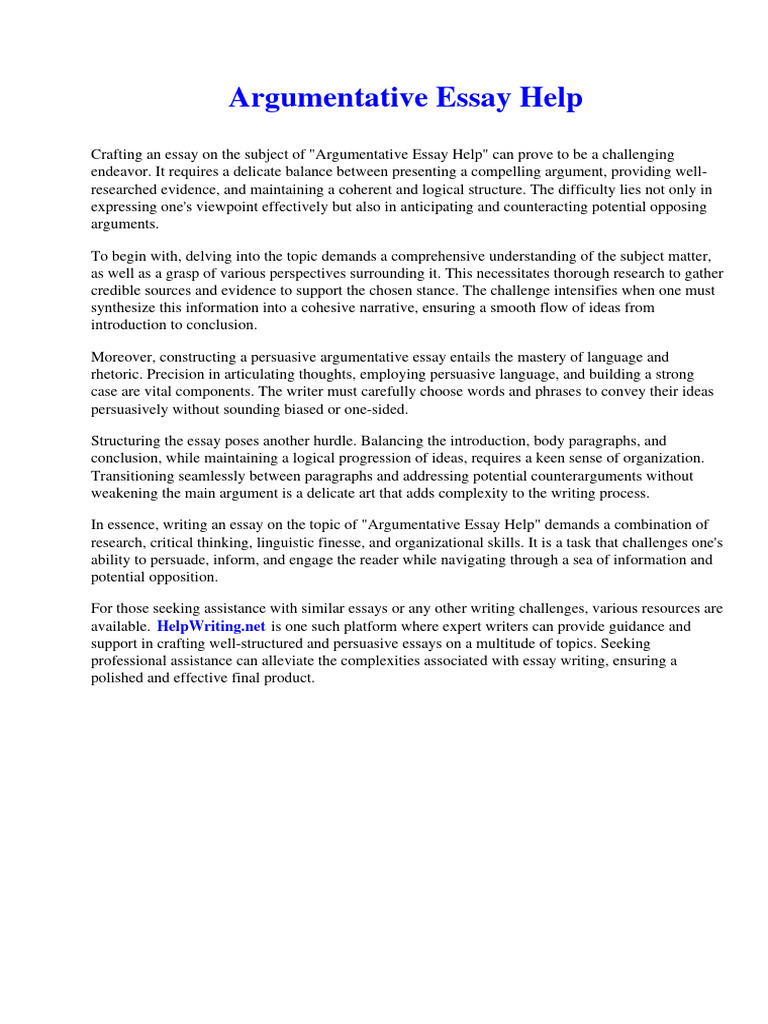 Argumentative Essay Help | PDF | Skin | Integumentary System