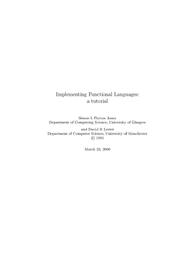 Implementing Functional Languages | PDF | C++ | File Transfer Protocol