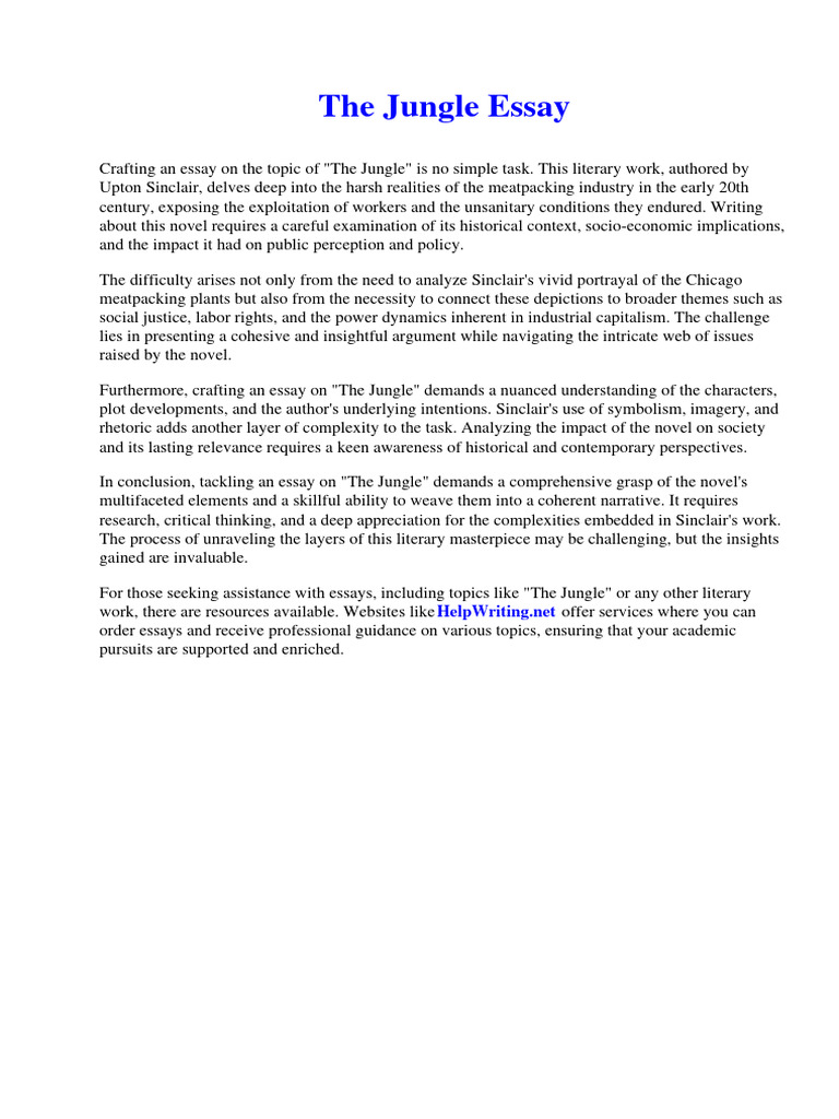 The Jungle Essay | PDF | The Jungle | Climate Change