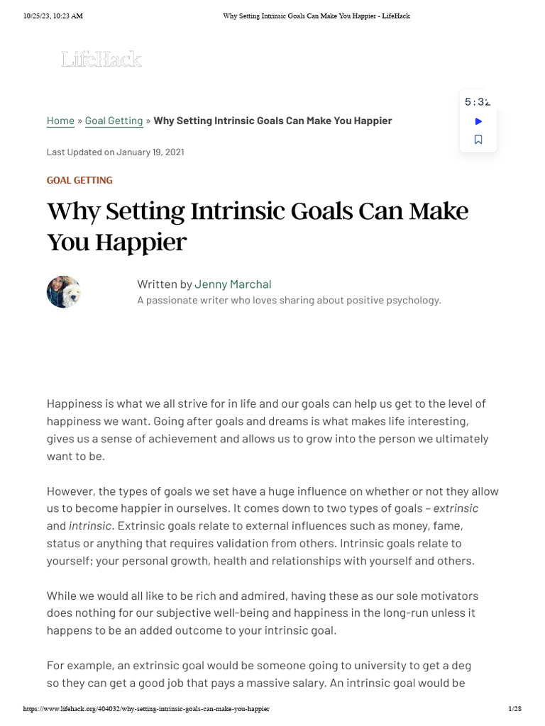 Why Setting Intrinsic Goals Can Make You Happier - LifeHack | PDF ...