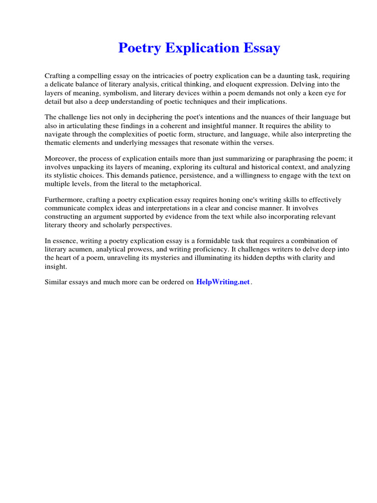 Poetry Explication Essay | PDF | Inflation | Economics