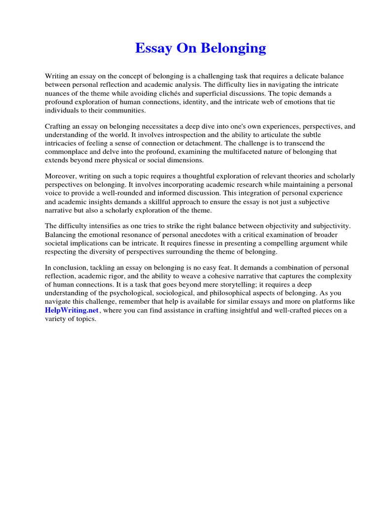 Essay On Belonging | PDF | Morality | Empathy