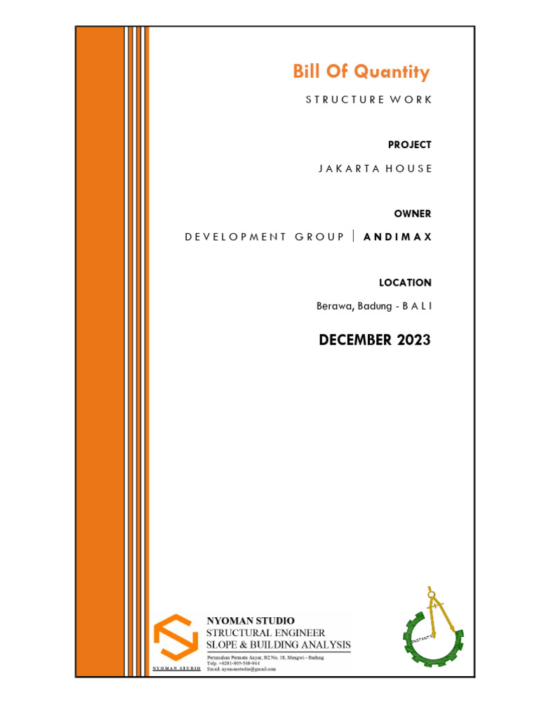 BoQ Structure Jakarta House | PDF | Masonry | Concrete