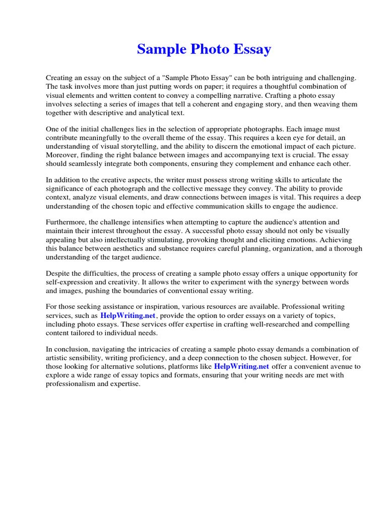 Sample Photo Essay | PDF | Essays | Violence