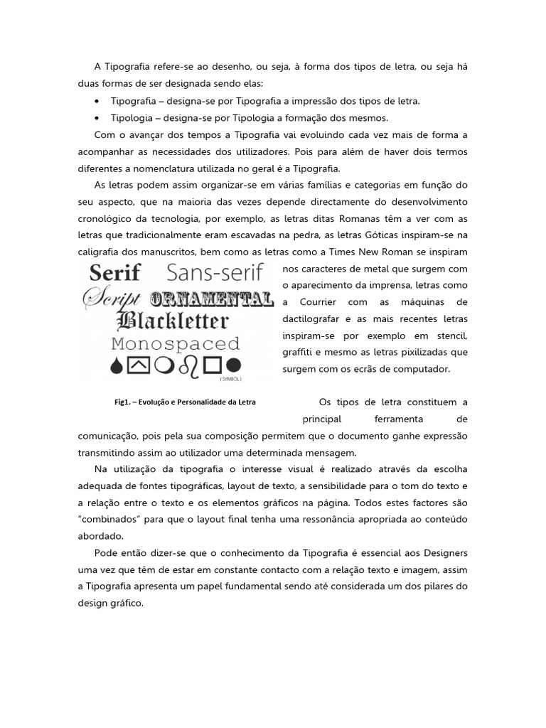 Tipografia: Tipos e Legibilidade | PDF | Tipografia | Escrita
