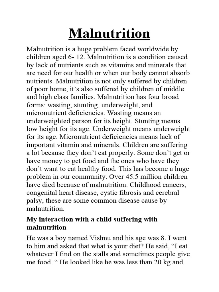 Malnutrition | PDF | Malnutrition | Micronutrient