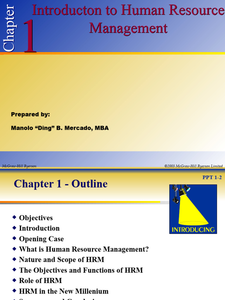 Chapter 1 Introduction To HRM | PDF | Human Resources | Human Resource ...