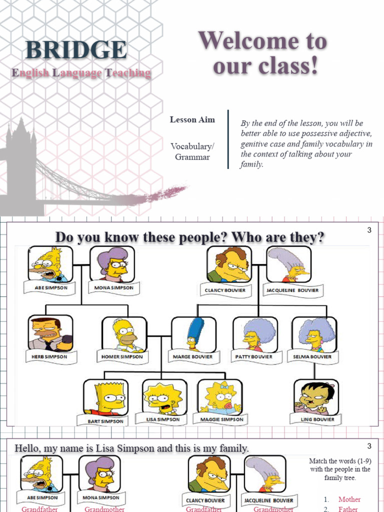 3 - Grammar, Vocabulary - Genitive Case - Possessive Adjective - Family ...