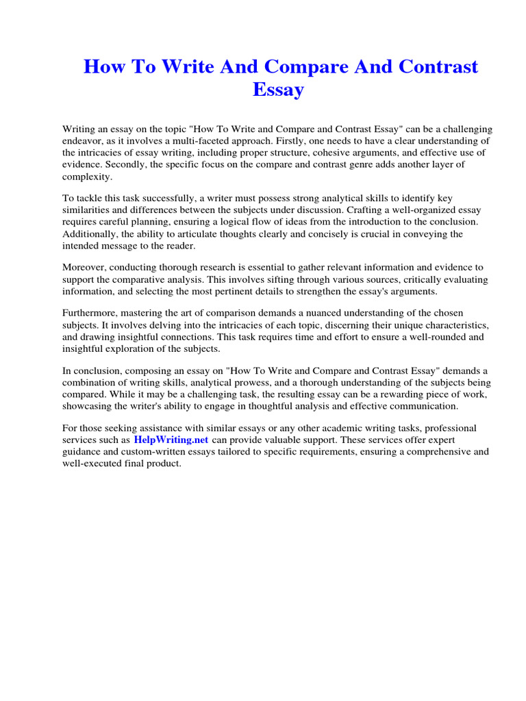 How To Write and Compare and Contrast Essay | PDF | Essays | Renaissance
