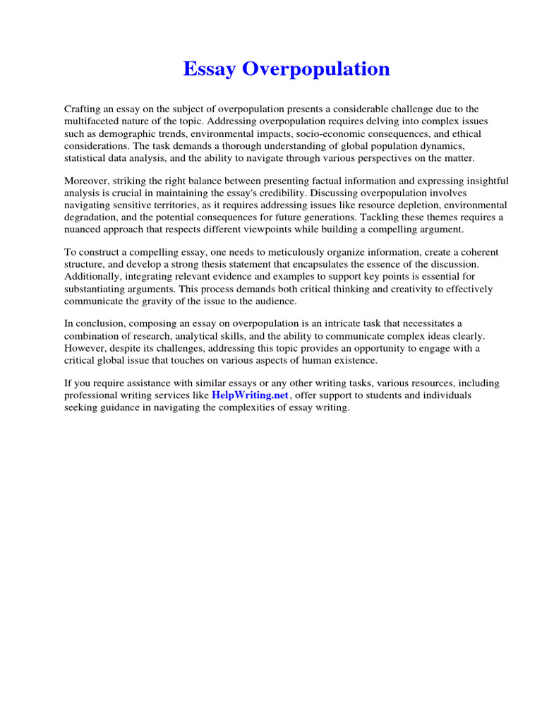 Essay Overpopulation | Download Free PDF | Essays | Mathematics