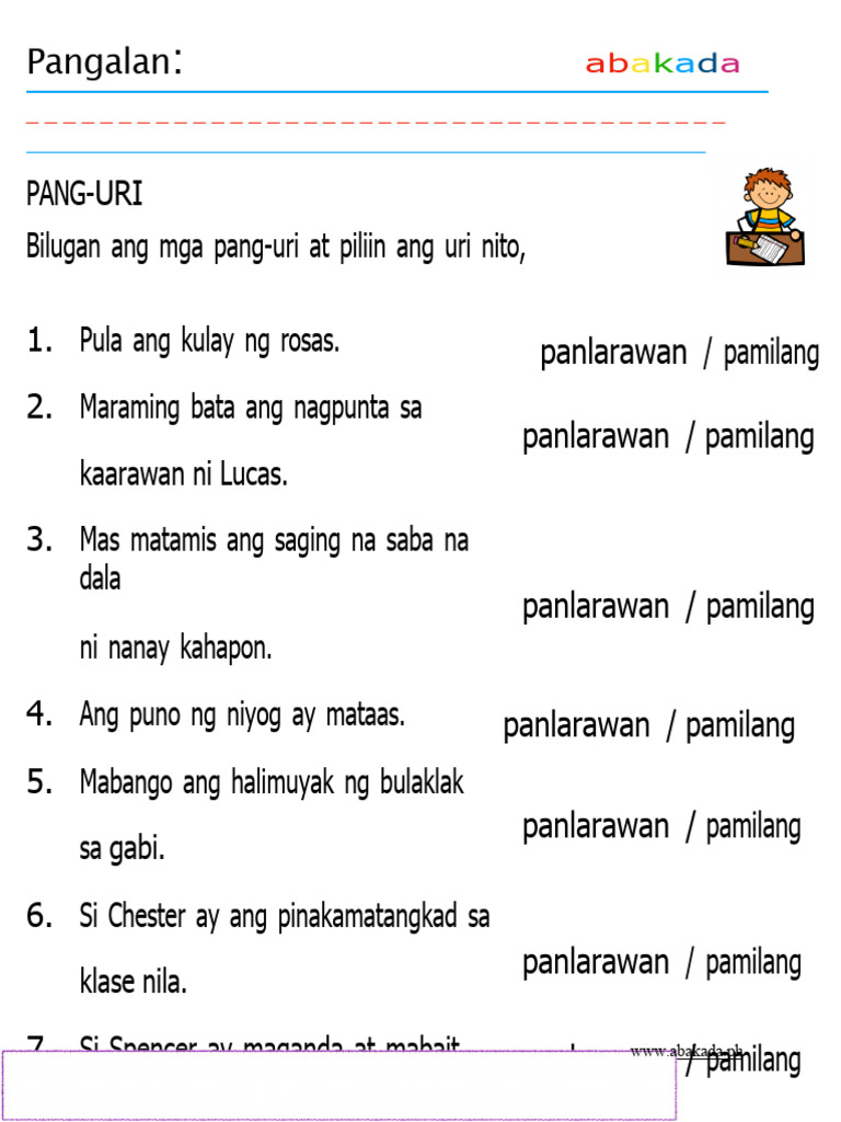 Pang Uri Worksheet1 | PDF