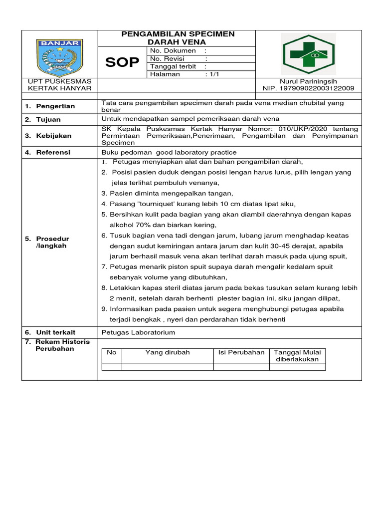 Sop Pengambilan Vena | PDF