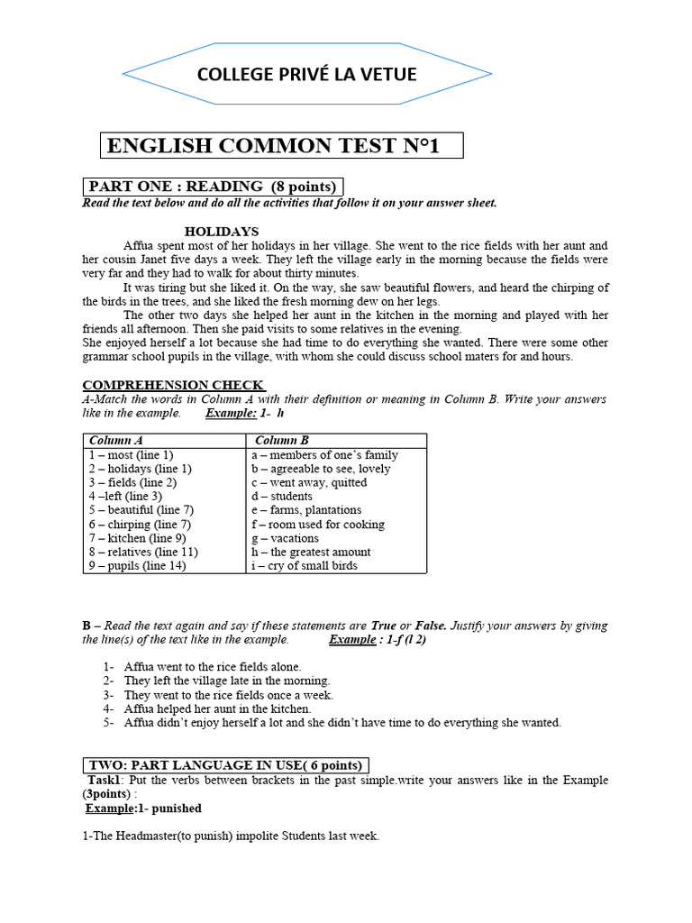 English Common Test N | PDF