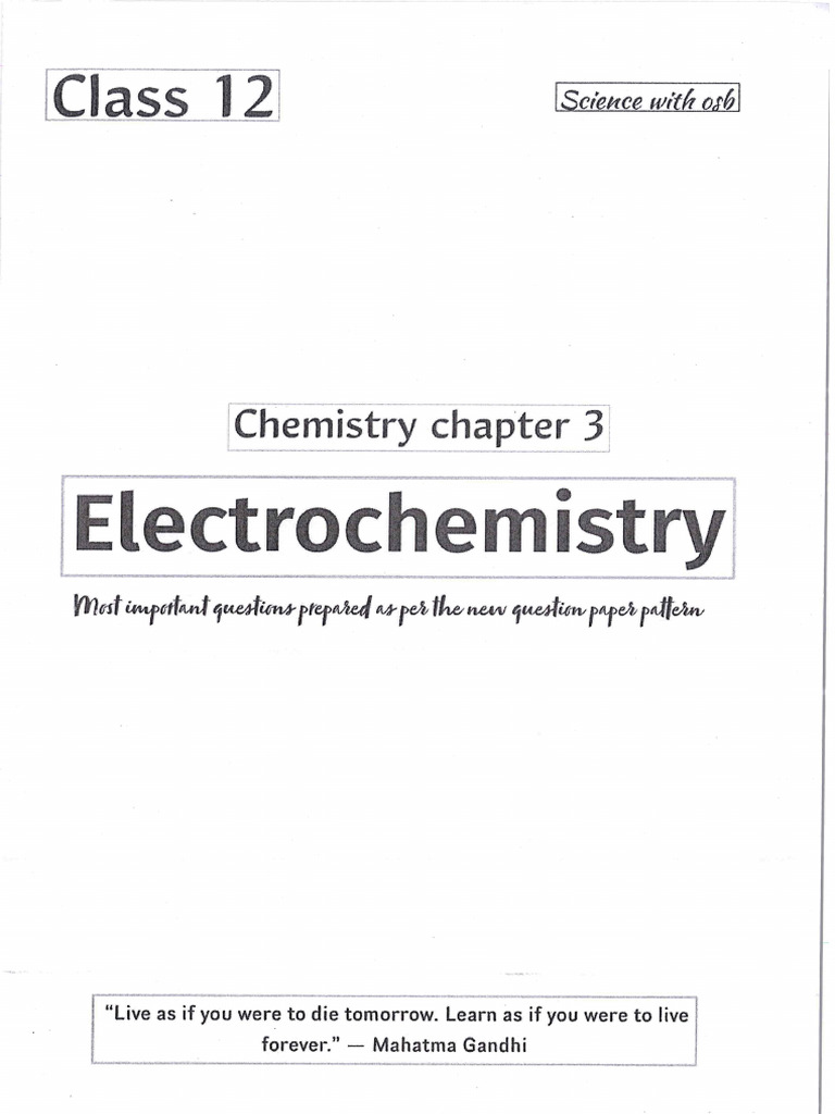 Chemistry Chapter 3 Electrochemistry | PDF