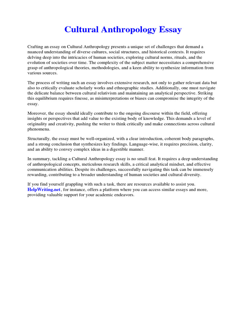 Cultural Anthropology Essay | PDF | Anthropology | Lawyer