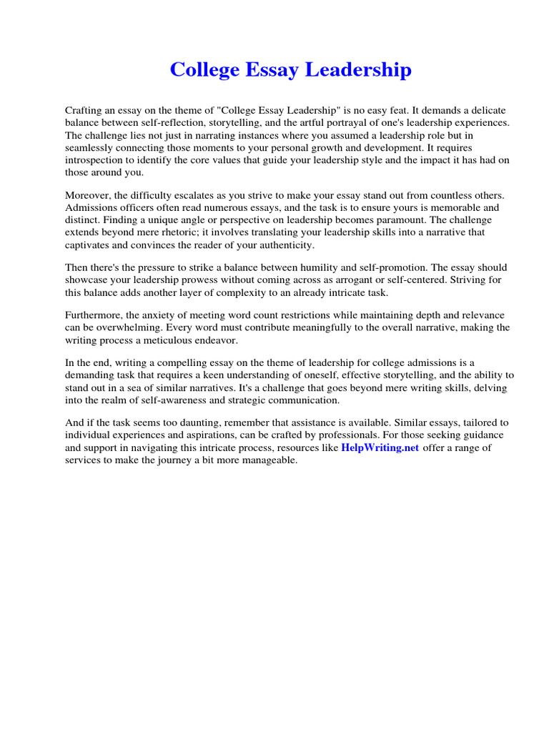College Essay Leadership | PDF | Othello | Iago