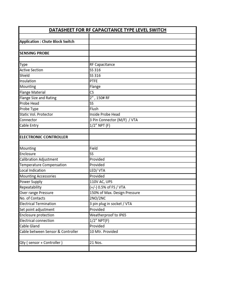 Chute Block Switch Datasheet | PDF