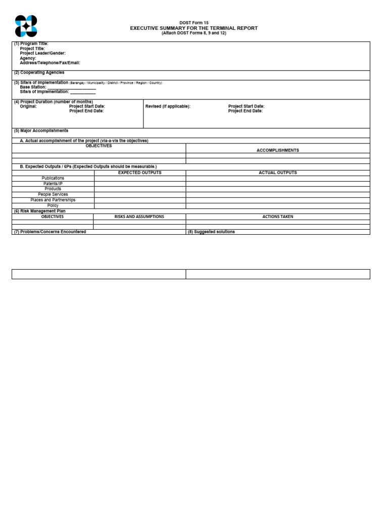 Form 15 Executive Summary For The Terminal Report Pdf Methodology