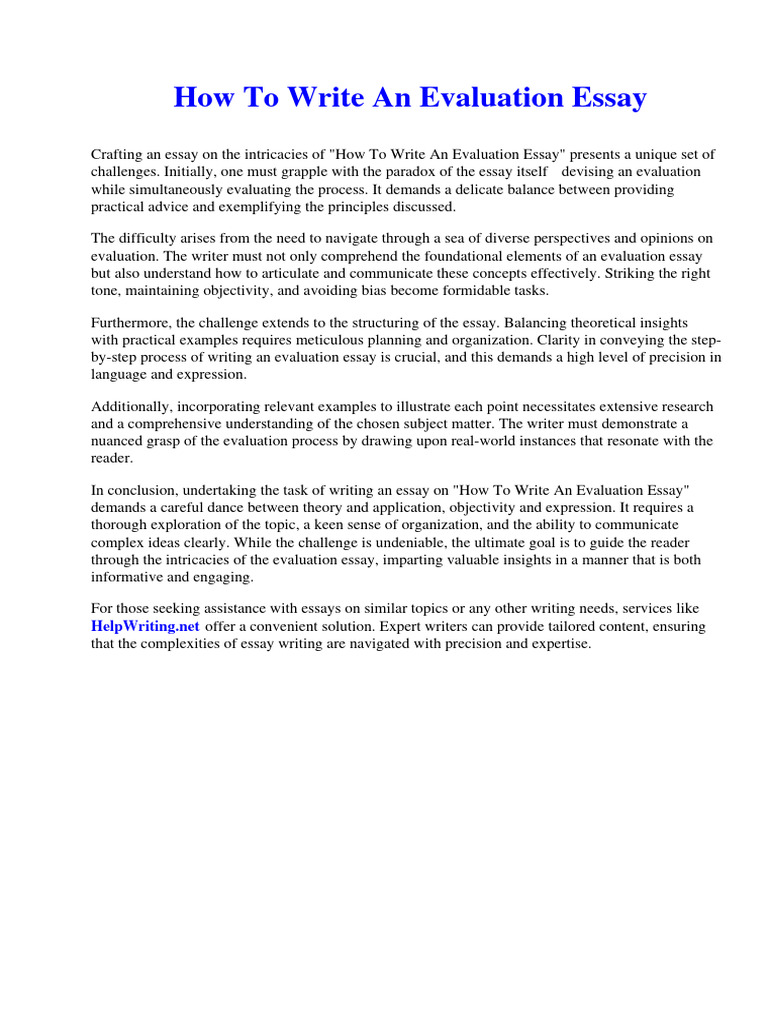 How To Write An Evaluation Essay | PDF