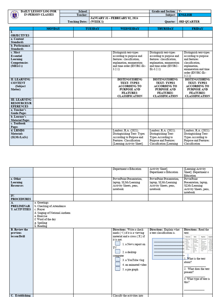 G5 Q3W1 DLL ENGLISH (MELCs) | PDF | Dog Breeds | Dogs