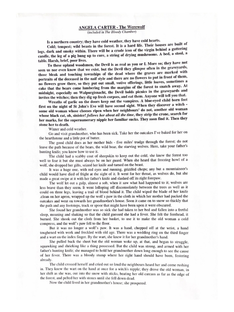 ANGELA CARTER The Werewolf | PDF