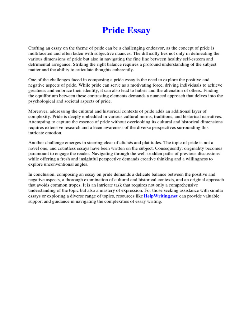 Pride Essay | PDF