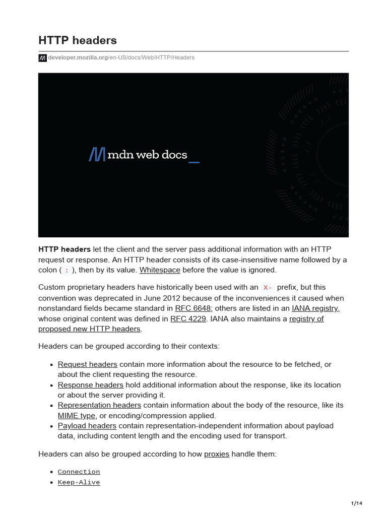 HTTP Headers | PDF | Proxy Server | Networking