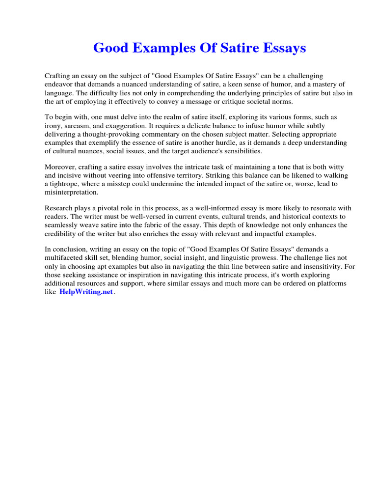 Good Examples of Satire Essays | PDF | Pollen