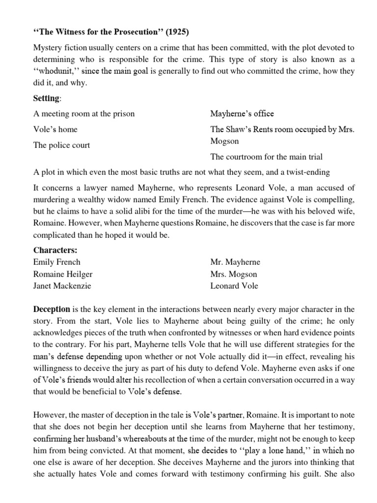 Deception and Justice in "The Witness" | PDF | Deception | Witness