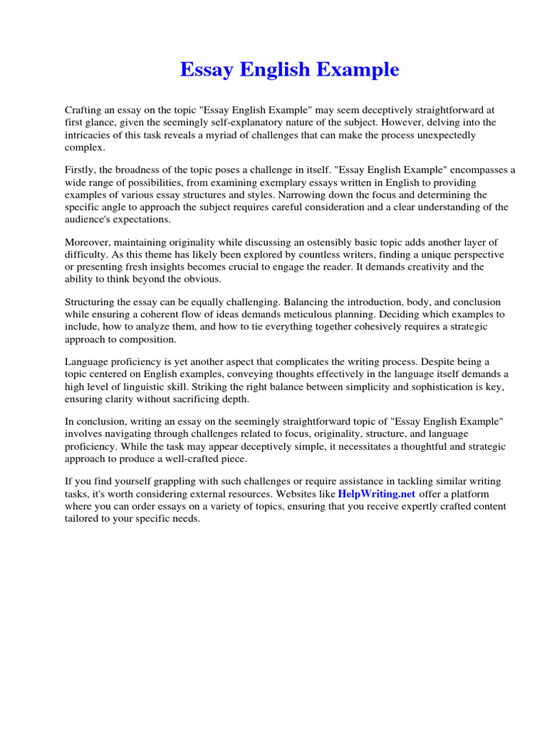 Essay English Example | PDF | Mental Disorder | Bipolar Disorder