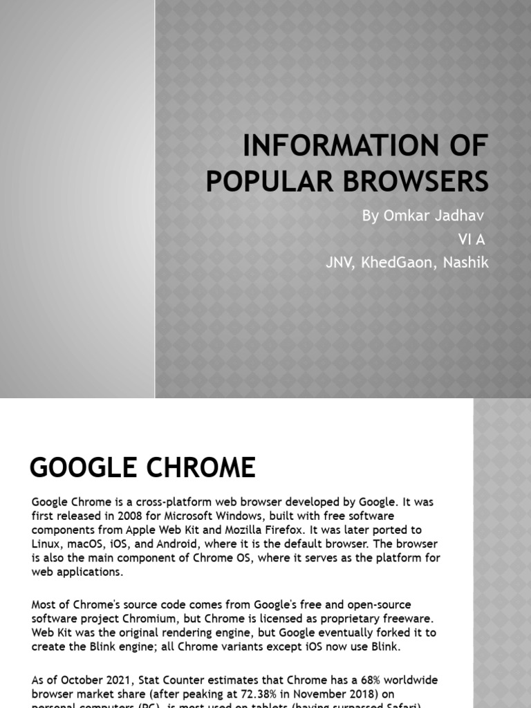 Information of Popular Browsers | PDF | Internet Explorer | Safari (Web ...