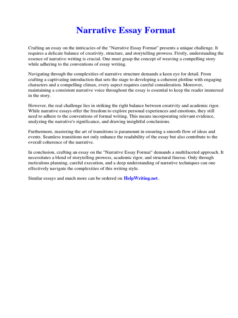 Narrative Essay Format | PDF