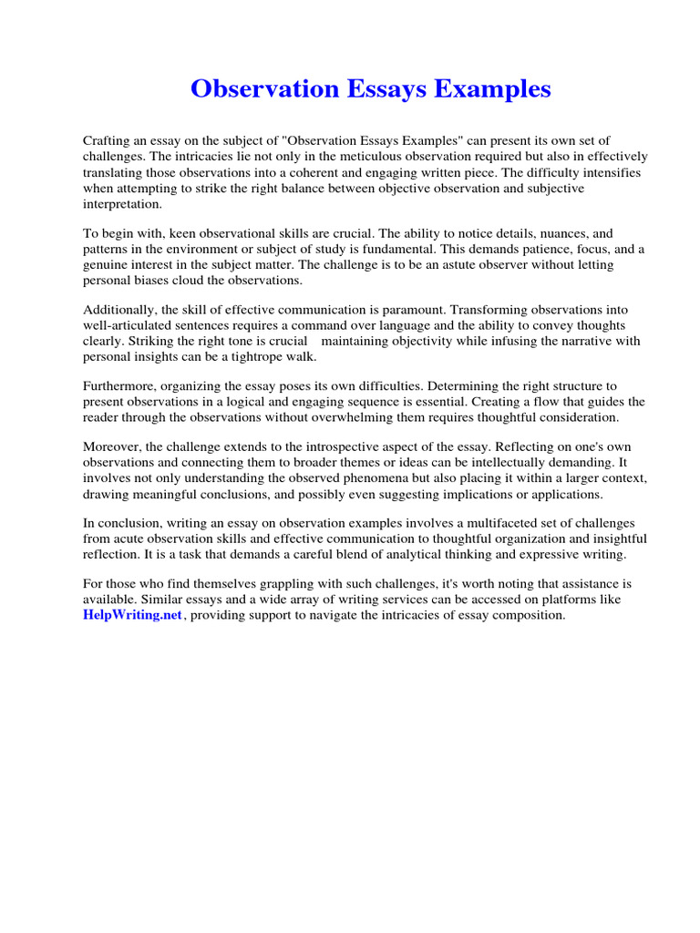 Observation Essays Examples | PDF | Atmosphere Of Earth | Essays