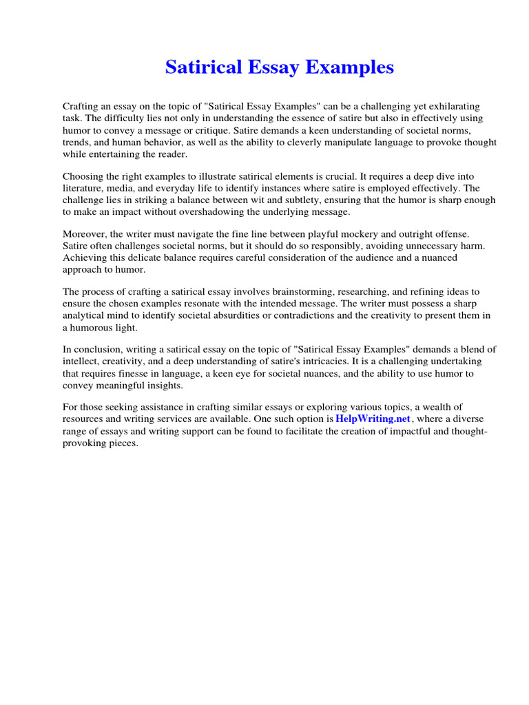Satirical Essay Examples | PDF | Artificial Neural Network | Satire