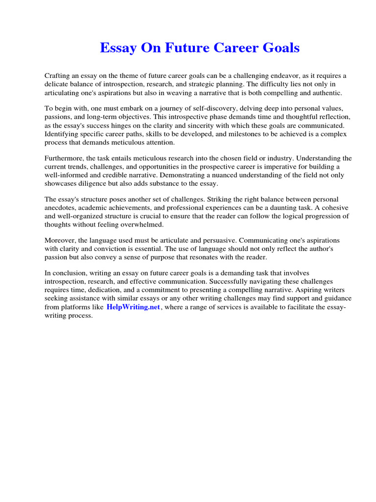 Essay On Future Career Goals | PDF | Peritoneum | Economics