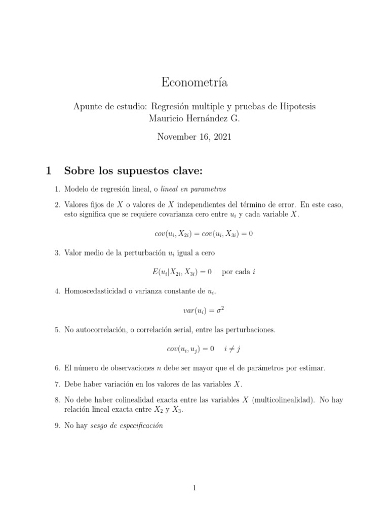 Apunte de estudio C2 | PDF | Mínimos cuadrados ordinarios | Regresión lineal